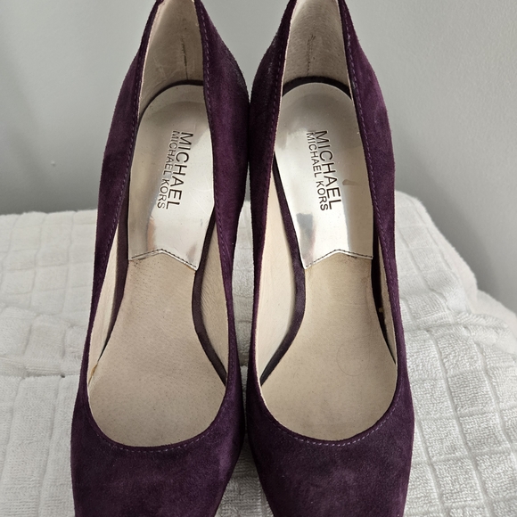 Michael Kors | Shoes | Michael Kors Deep Purple Suede Heels | Poshmark
